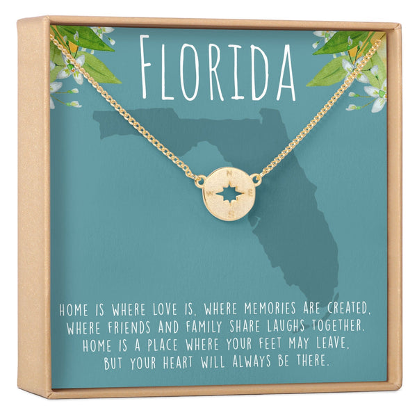 Florida State Necklace Gift for friends, family, moving away present ...